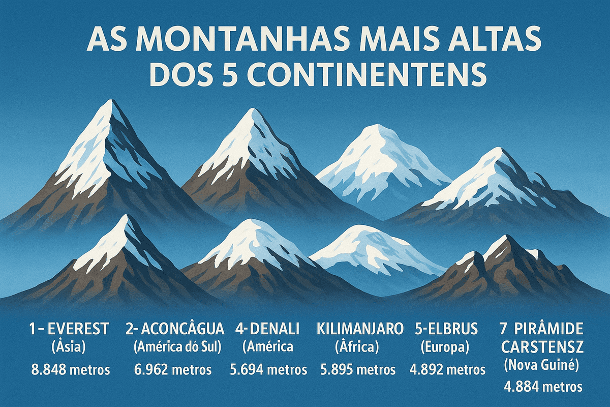 AS MONTANHAS MAIS ALTAS DOS 5 CONTINENTES